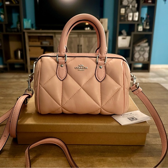 Coach | Bags | Coach Light Pink Leather Mini Rowan Crossbody Satchel ...
